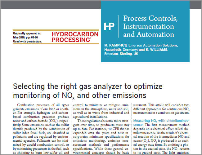 Choosing the Right Gas Analyzer for Nitrogen Oxide (NOx) Emissions ...