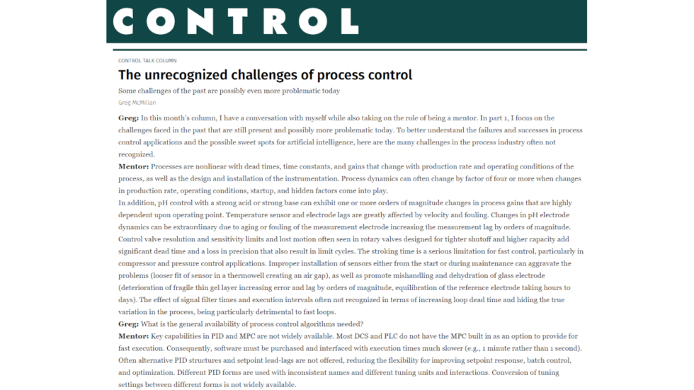 Answers to Process Control Challenges